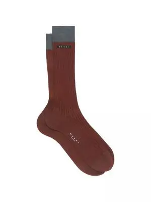 Marni Burgundy Cotton Socks With Contrast-cuffs - Red