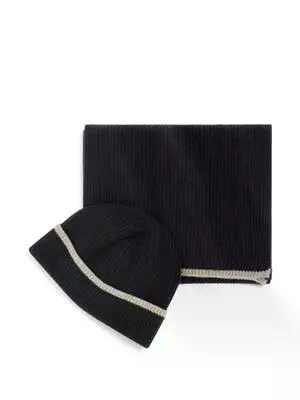 LARDINI Ribbed-knit Beanie Hat And Scarf Set