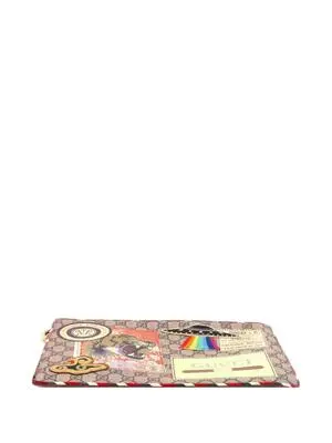Gucci Courrier Pouch Gg Coated Canvas With Applique Clutch Bag