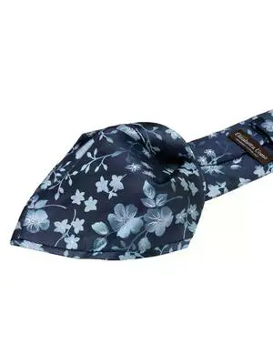 ELIZABETTA Silvio Floral-jacquard Tie - Blue