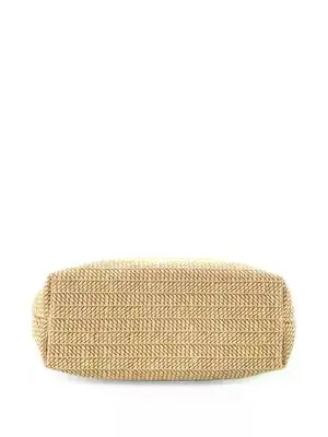 Gucci Logo Plaque Convertible Raffia Small Tote Bag
