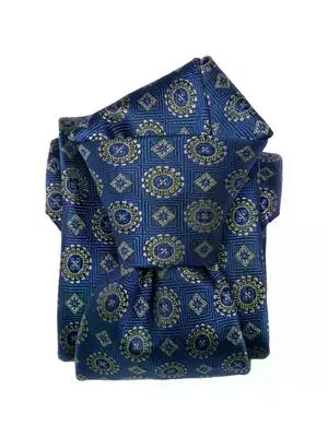 ELIZABETTA Ercole Medallion Jacquard Tie - Blue