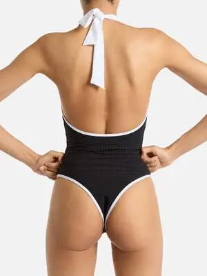 Balmain Lycra Monogram Swimsuit - Black