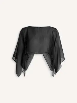 Balmain Monogram Beach Top In Chiffon - Black