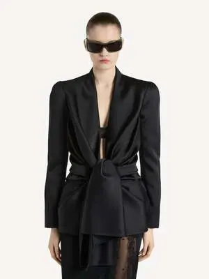 Balmain Satin Crepe Jacket With Tie Detail