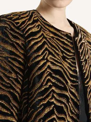 Balmain Velvet Jacket With Tiger Embroidery