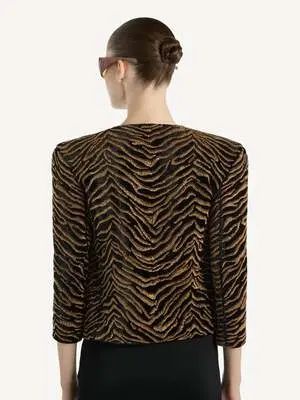 Balmain Velvet Jacket With Tiger Embroidery