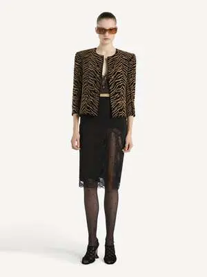 Balmain Velvet Jacket With Tiger Embroidery - Multicolor