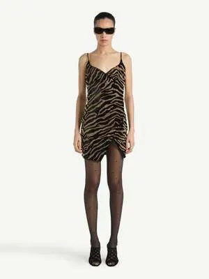 Balmain Velvet Dress With Tiger Embroidery - Multicolor