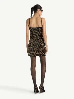 Balmain Velvet Dress With Tiger Embroidery - Multicolor