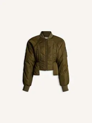 Balmain Nylon Signature Bomber Jacket - Green