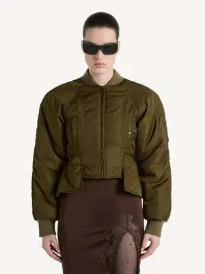 Balmain Nylon Signature Bomber Jacket - Green