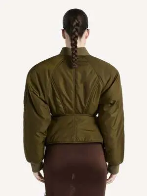 Balmain Nylon Signature Bomber Jacket - Green