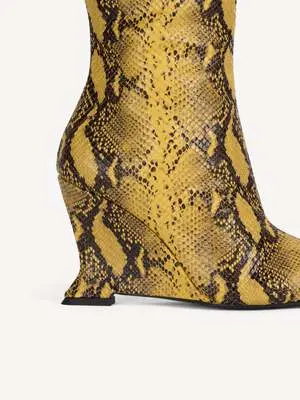 Balmain Wedge Boots In Python-effect Leather