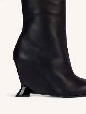 Balmain Wedge Smooth Leather Ankle Boots