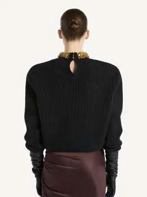 Balmain Cashmere Jumper With Embroidered Trim