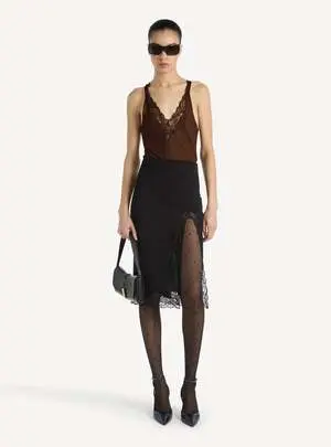 Balmain Knit Vest Top With Lace - Brown