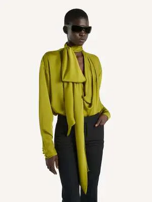 Balmain Draped Silk Charmeuse Blouse