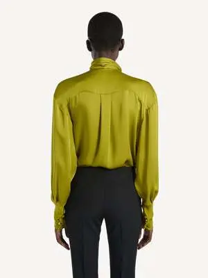 Balmain Draped Silk Charmeuse Blouse