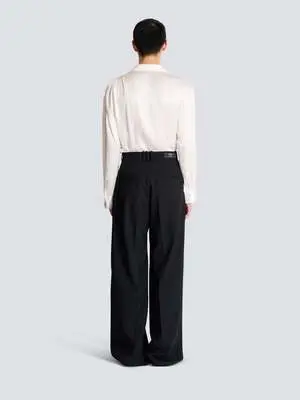 Balmain Wool Twill Trousers With Wide Knife Pleats