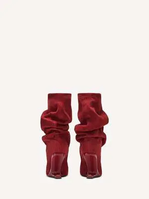 Balmain No Wedge Suede Ankle Boots - Red