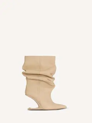 Balmain No Wedge Smooth Leather Ankle Boots - Beige