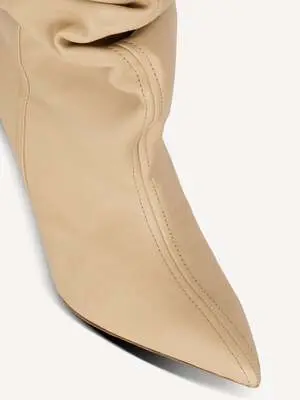 Balmain No Wedge Smooth Leather Ankle Boots - Beige