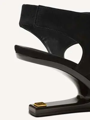 Balmain No Wedge Suede Sandals - Black