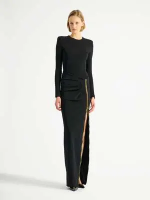 Balmain Long Slit Dress With Zip