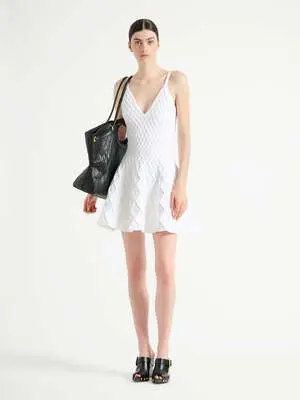 Balmain Flared Knit Dress - White