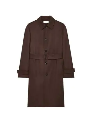 LARDINI Single-breasted Wool Trench Coat - Brown