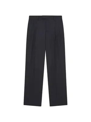LARDINI Double-pleated Trousers In Micro-herringbone - Blue