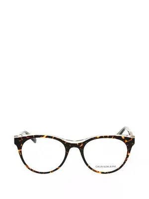 Calvin Klein Tortoiseshell-effect Round-frame Glasses - Brown