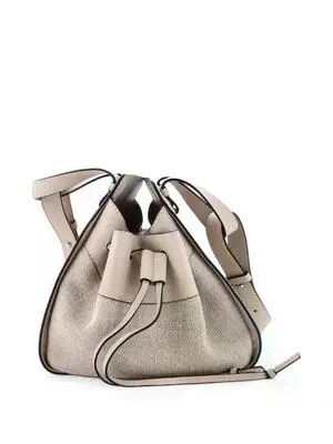 Loewe Hammock Bag Leather And Canvas Small Shoulder Bag - Neutrals