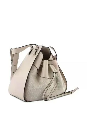 Loewe Hammock Bag Leather And Canvas Small Shoulder Bag - Neutrals