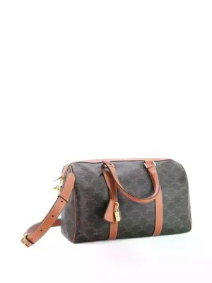 Celine Boston Bag Triomphe Coated Canvas Large Handbag