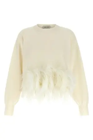 Alberta Ferretti Feather Cropped Sweater - White