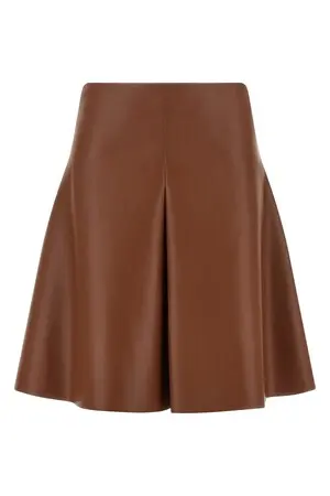NUDE Eco-leather Full Skirt - Brown