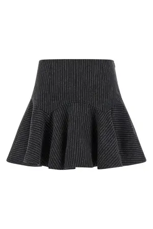 GANNI Pinstriped Flannel Skirt - Gray
