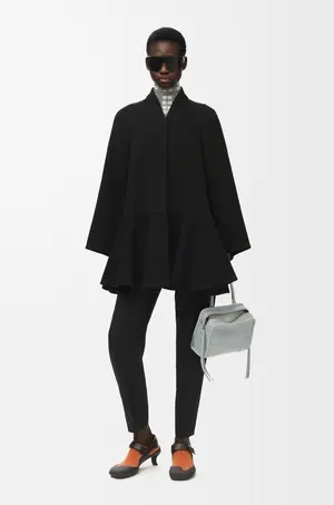 Loewe Short Coat In Wool And Cashmere Black