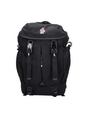 Moncler Backpack With Leather Trim - Black