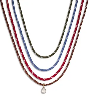 Aqua Cubic Zirconia Pear Pendant Cord Necklaces, Set Of 4 Exclusive - Multi