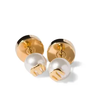 Miu Miu Metal And Pearl Earrings - Gold/silver