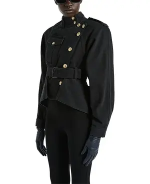 Balmain Denim Peplum Jacket - Black