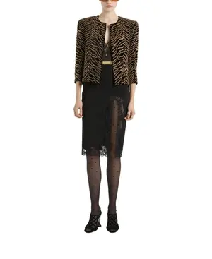 Balmain Velvet Jacket With Tiger Embroidery