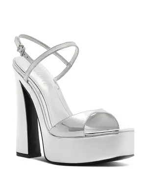 Schutz Arlene Patent Platform Sandals - Silver
