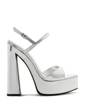 Schutz Arlene Patent Platform Sandals - Silver
