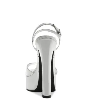 Schutz Arlene Patent Platform Sandals - Silver
