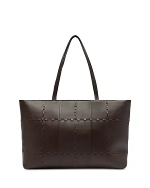 Whistles Whipstitch Large Leather Tote - Chocolate