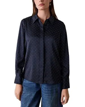 Whistles Embellished Hammered Satin Shirt